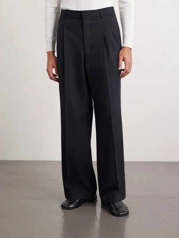 Ami Wide-leg Pleated Wool Trousers