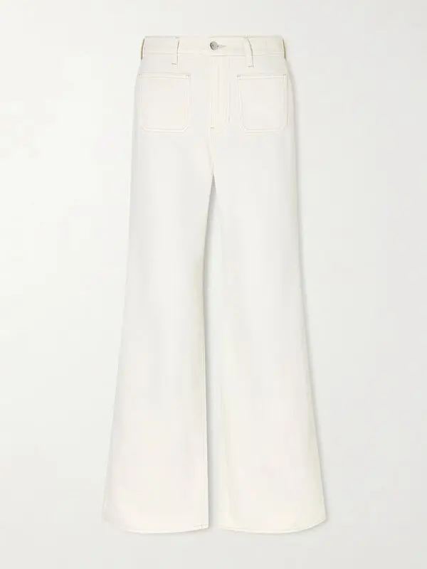 Veronica Beard Kasey Mid-rise Wide-leg Jeans - Neutrals