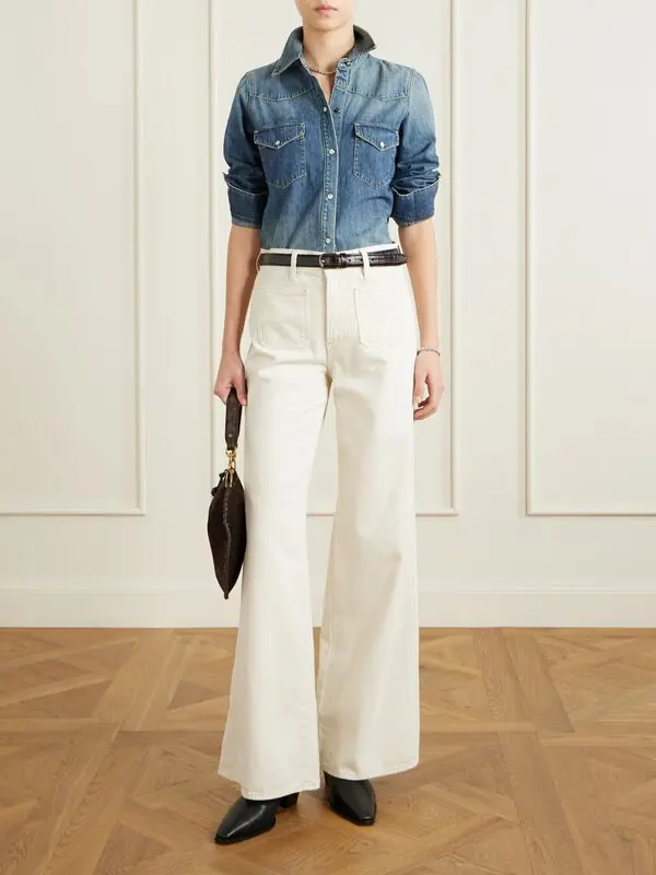 Veronica Beard Kasey Mid-rise Wide-leg Jeans - Neutrals