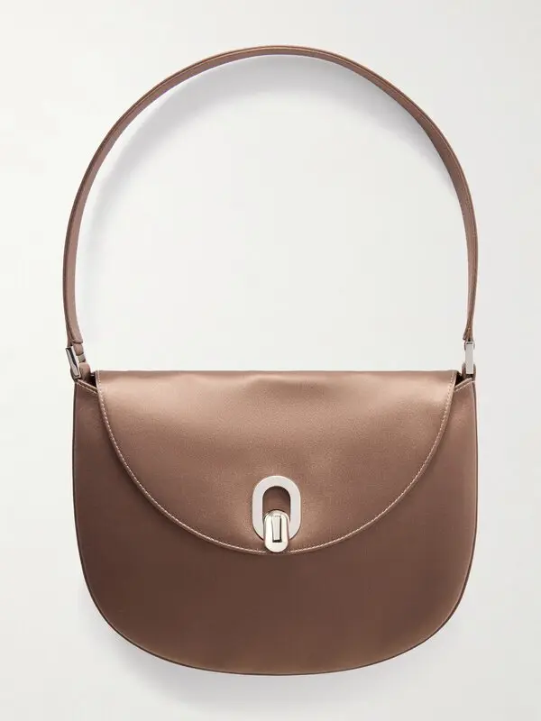 Savette Tondo Small Satin Shoulder Bag - Brown