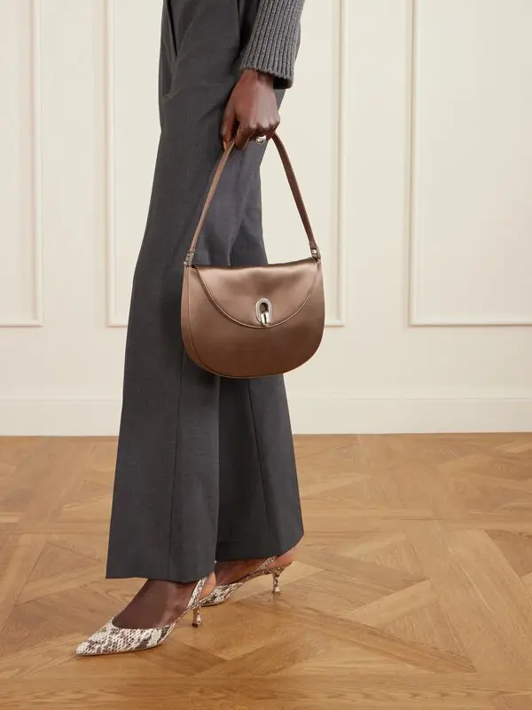 Savette Tondo Small Satin Shoulder Bag - Brown