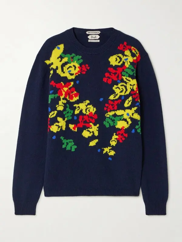 JW Anderson Pringle Floral Intarsia-knit Cashmere Sweater