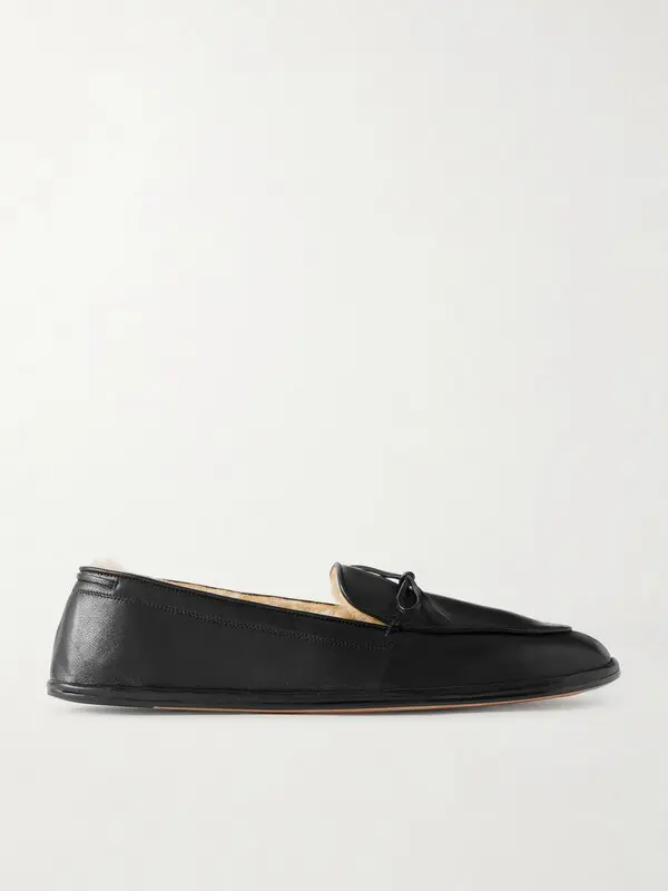 EMME PARSONS Parker Shearling-lined Leather Loafers - Black