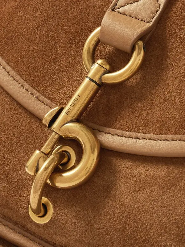 Burberry Leather-trimmed Suede Shoulder Bag - Brown