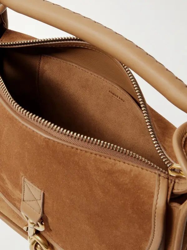 Burberry Leather-trimmed Suede Shoulder Bag - Brown