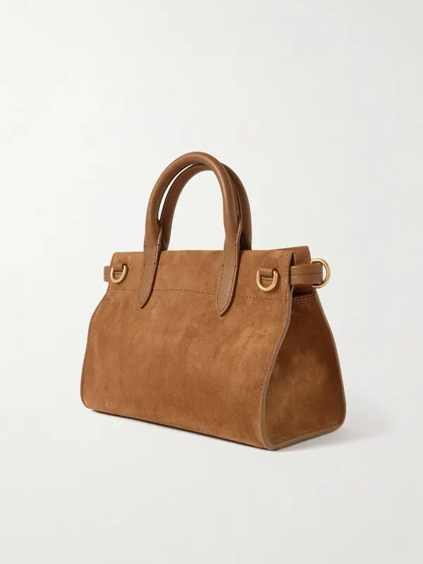 Burberry Leather-trimmed Suede Tote - Brown