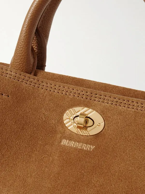 Burberry Leather-trimmed Suede Tote - Brown