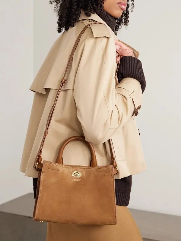 Burberry Leather-trimmed Suede Tote - Brown
