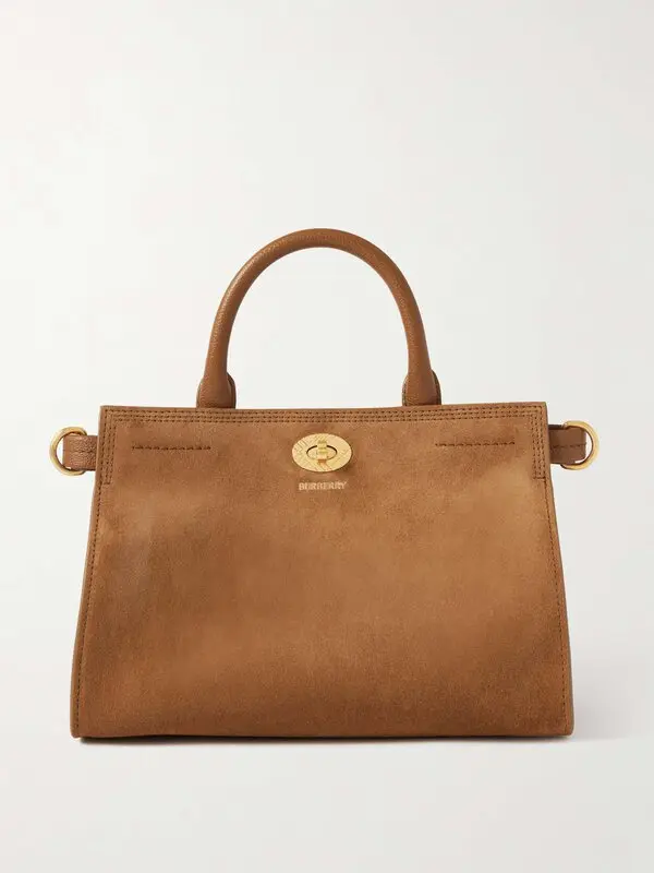 Burberry Leather-trimmed Suede Tote - Tan