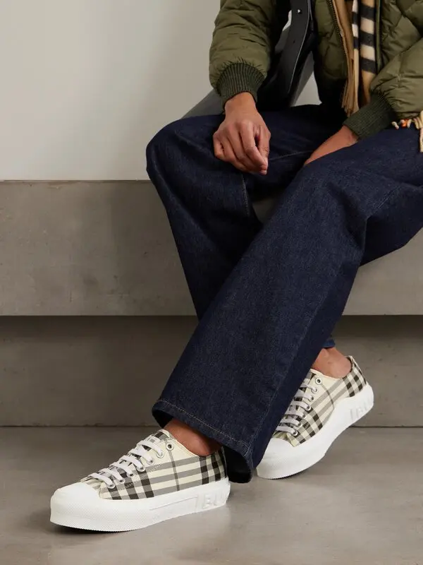 Burberry Checked Canvas Sneakers - Neutrals