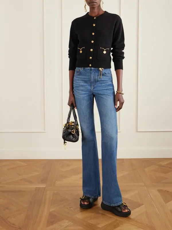 Chloé Nama Buckled Leather Wedge Sandals - Black
