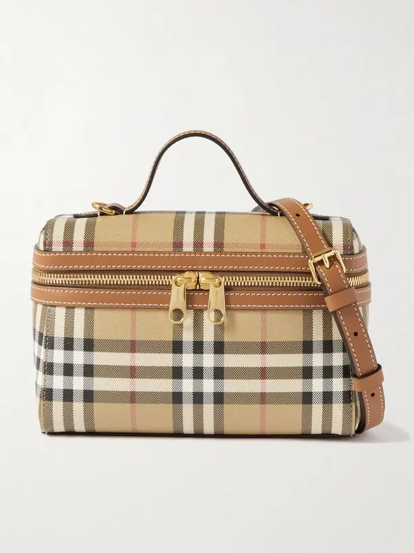 Burberry Leather-trimmed Checked Shoulder Bag