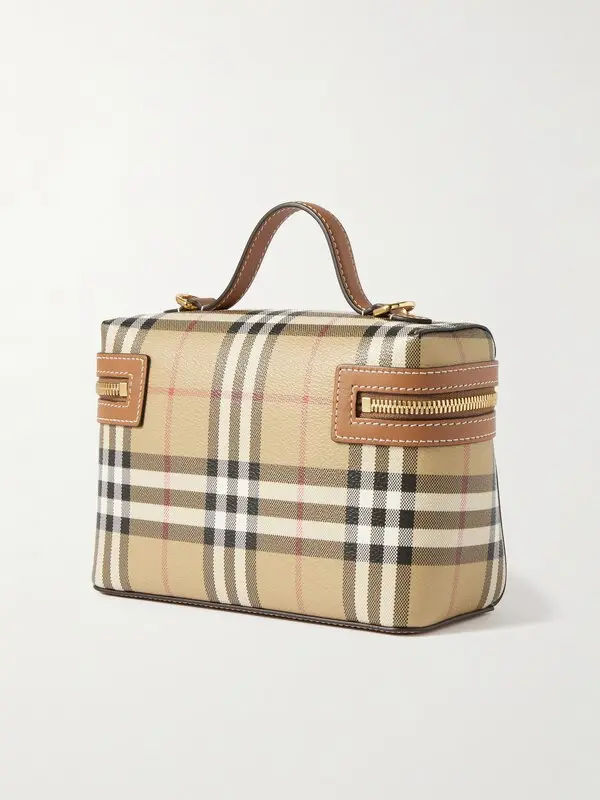 Burberry Leather-trimmed Checked Shoulder Bag
