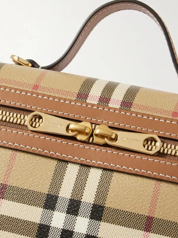 Burberry Leather-trimmed Checked Shoulder Bag