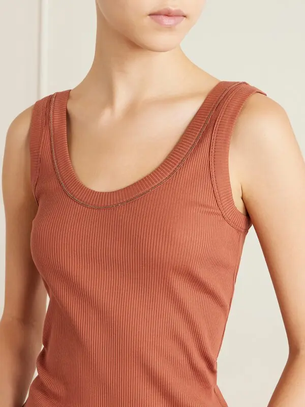 Brunello Cucinelli Ribbed Cotton-blend Tank