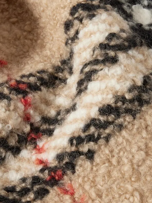 Burberry Fringed Checked Alpaca And Wool-blend Bouclé Scarf - Beige
