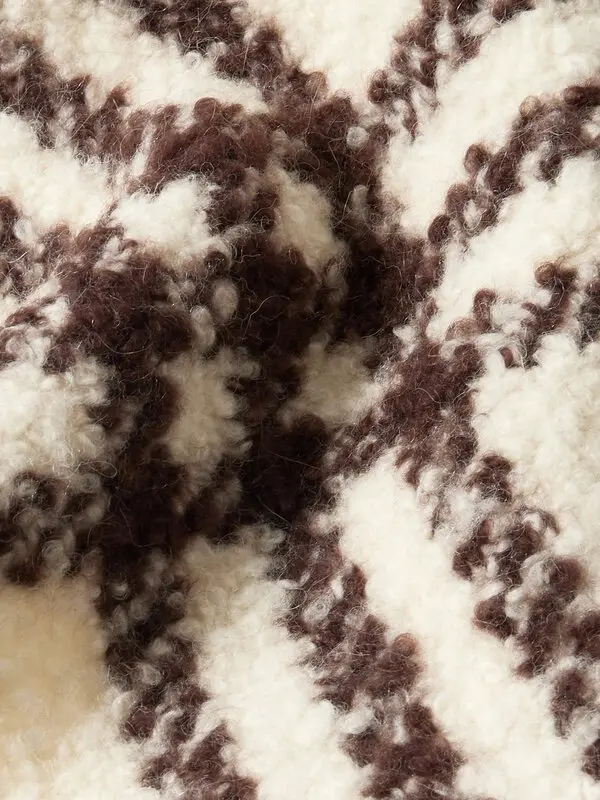 Burberry Fringed Checked Alpaca-blend Bouclé Scarf - Neutrals