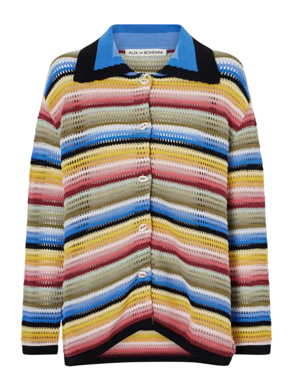 Alix Of Bohemia Emery Striped Crocheted Cotton Cardigan - Multi