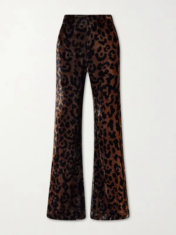 Alix Of Bohemia Farah Leopard-print Velvet Flare Pants