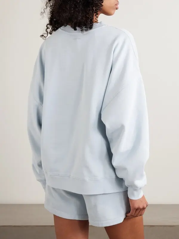 ANINE BING Miles Oversized Appliquéd Cotton-jersey Sweatshirt - Blue