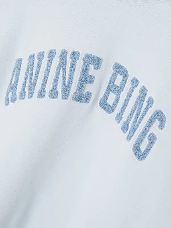 ANINE BING Miles Oversized Appliquéd Cotton-jersey Sweatshirt - Blue