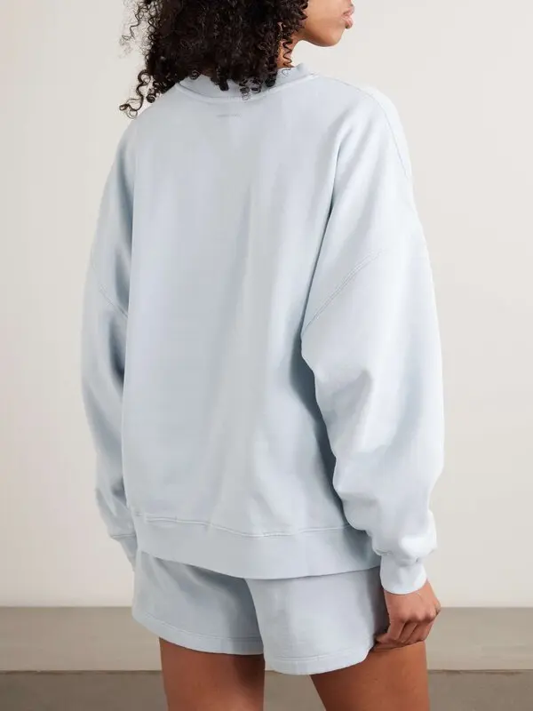 ANINE BING Miles Oversized Appliquéd Cotton-jersey Sweatshirt