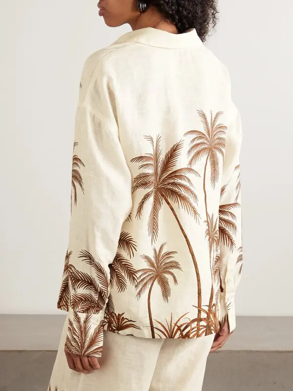ANDRES OTALORA Si Sabes Printed Linen Shirt - Brown