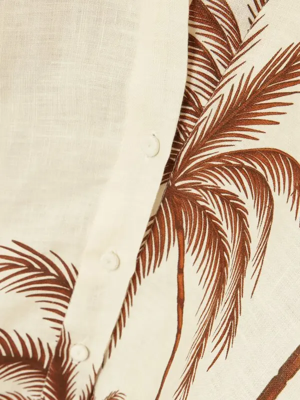 ANDRES OTALORA Si Sabes Printed Linen Shirt - Brown