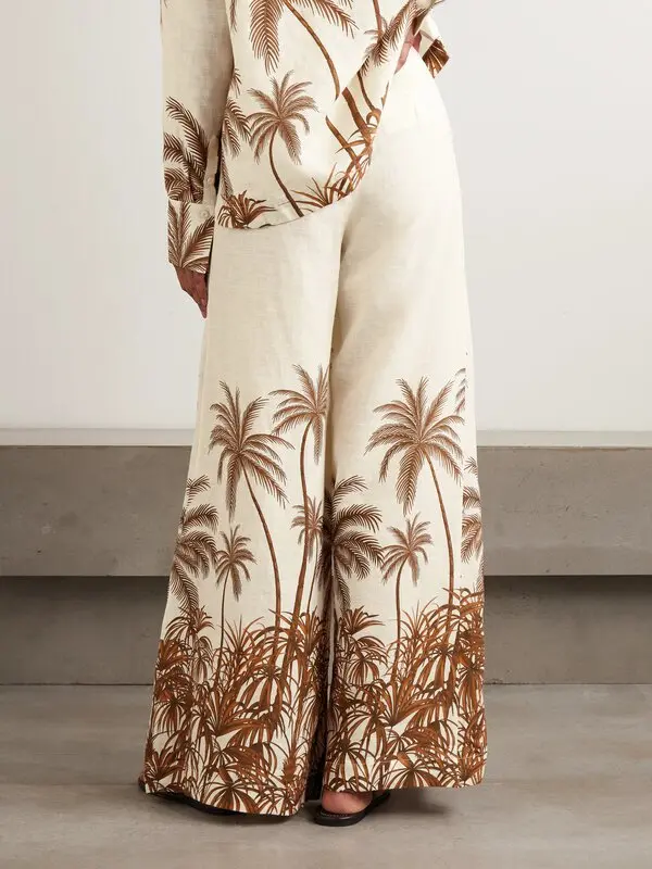 ANDRES OTALORA Desperte Printed Wide-leg Linen Pants - Brown