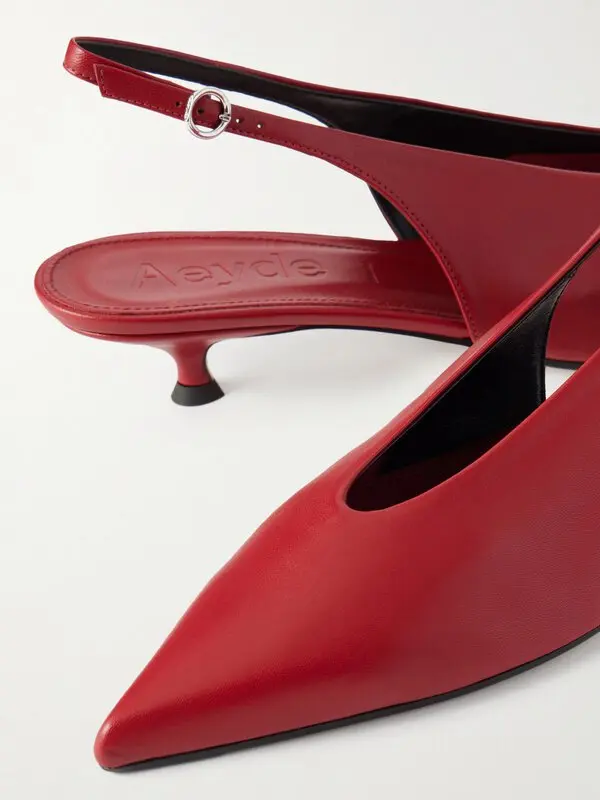 AeydĒ Camila Leather Slingback Pumps - Red