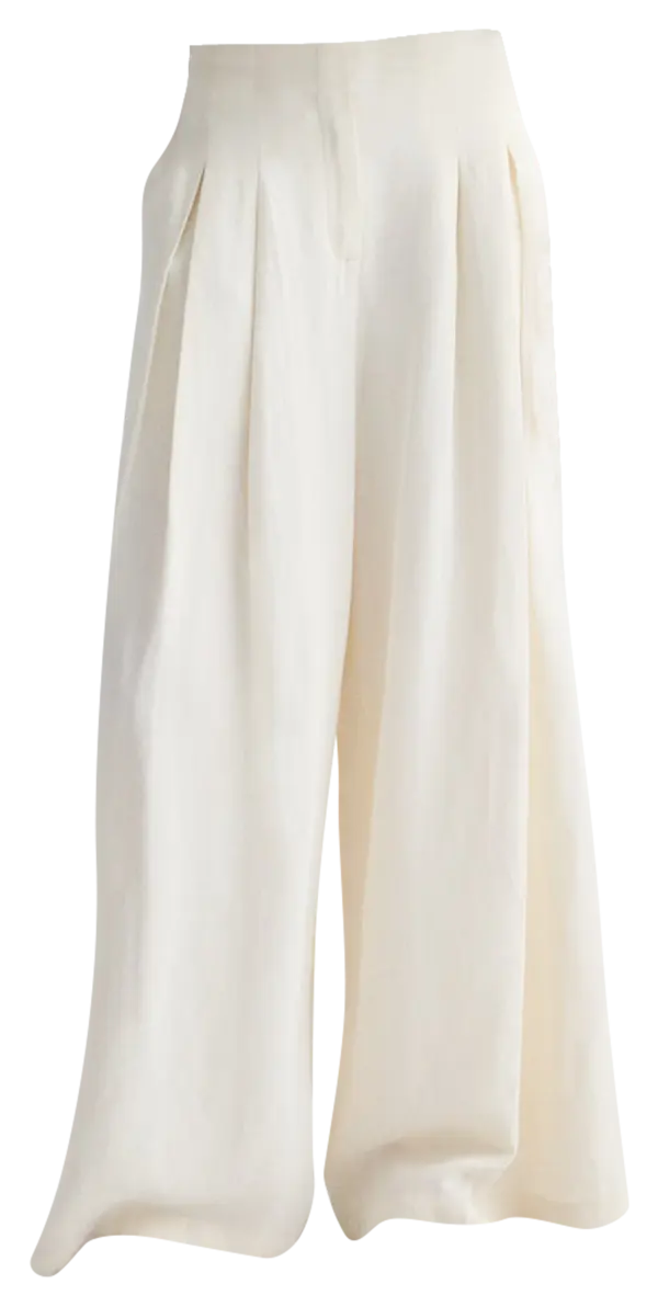 TWP Drew Coated Viscose Linen Pant - Bone