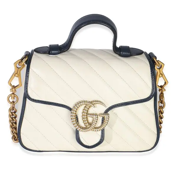 Gucci Gg Marmont Top Handle Bag - White