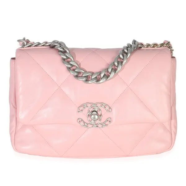 Chanel Light Quilted Lambskin 19 Flap Bag - Pink