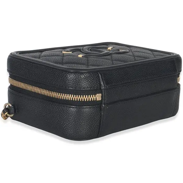 Chanel Quilted Caviar Cc Filigree Vanity Case