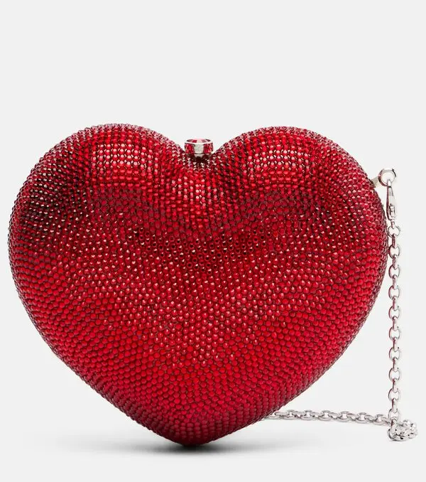 Judith Leiber L'amour Petit Cœur Embellished Clutch - Red