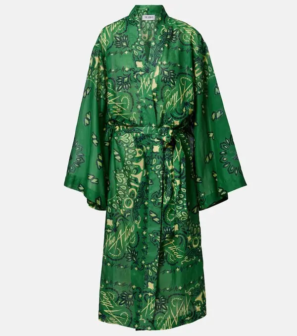 Attico Bandana Cotton Muslin Kaftan - Green
