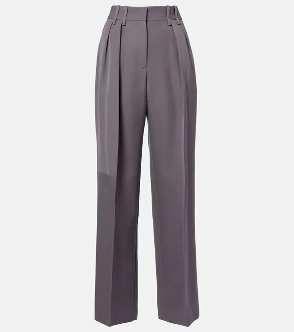 JIL SANDER Wool Gabardine Wide-leg Pants - Grey
