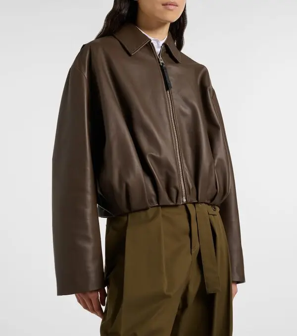 Loewe Draped Leather Jacket - Brown