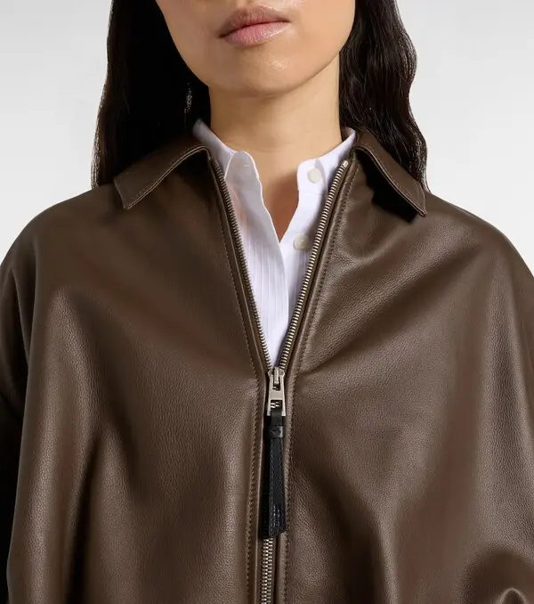 Loewe Draped Leather Jacket - Brown