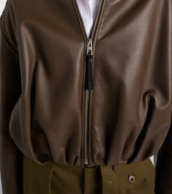 Loewe Draped Leather Jacket - Brown