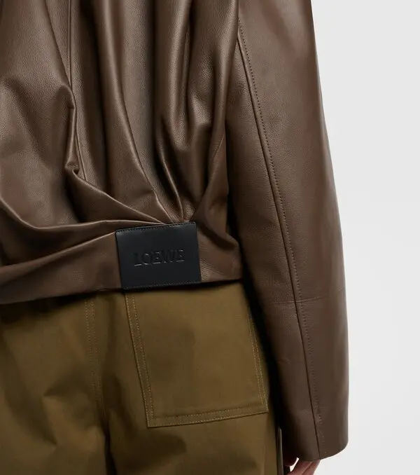 Loewe Draped Leather Jacket - Brown