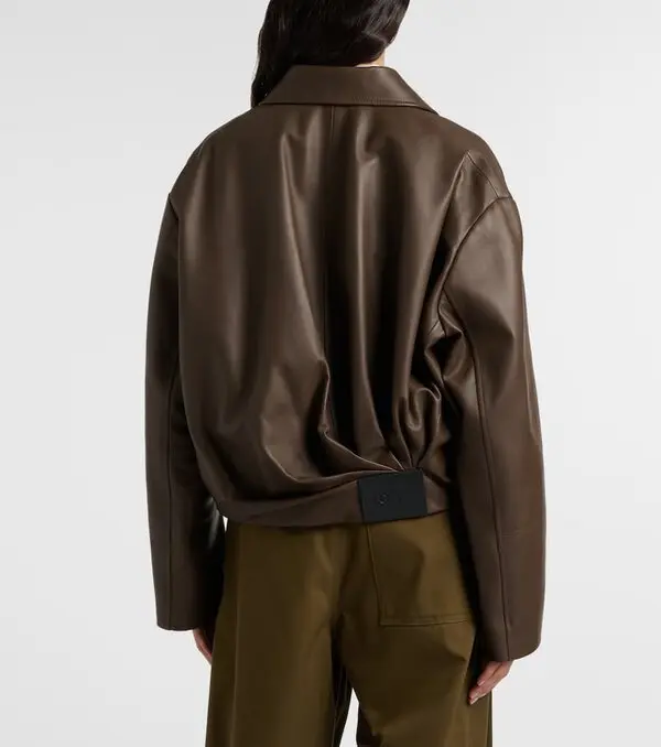 Loewe Draped Leather Jacket - Brown