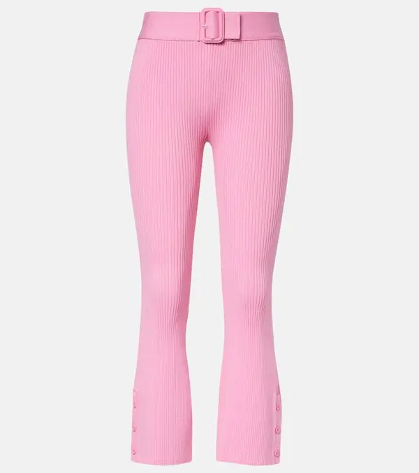 COURREGES Belted Ribbed-knit Capri Pants