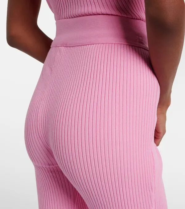 COURREGES Belted Ribbed-knit Capri Pants