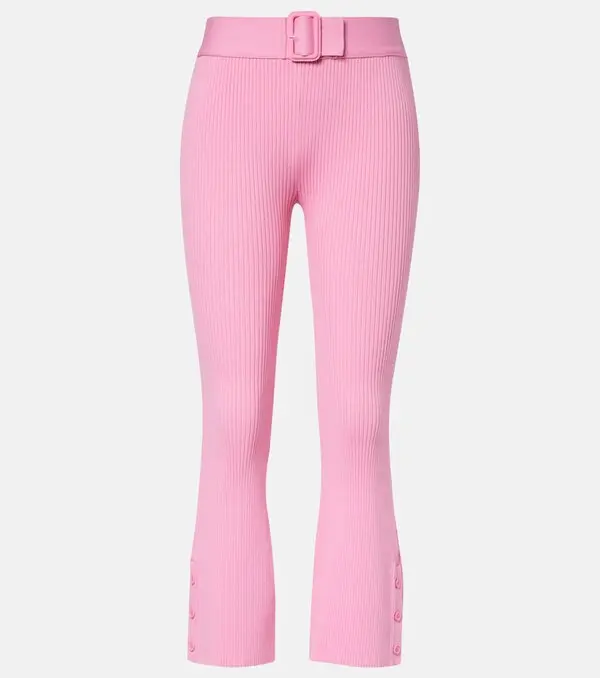 COURREGES Belted Ribbed-knit Capri Pants - Pink