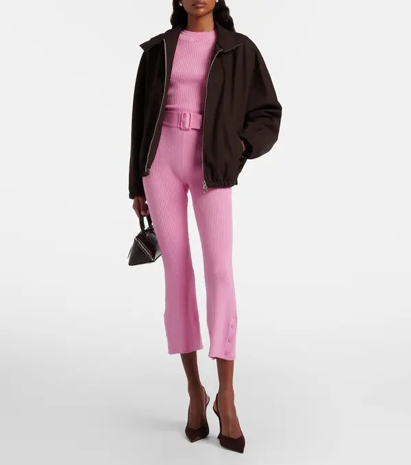 COURREGES Belted Ribbed-knit Capri Pants