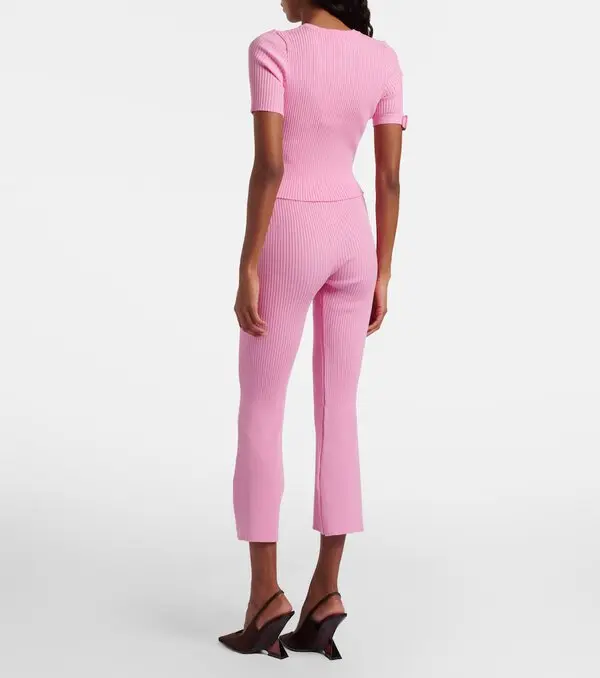 COURREGES Belted Ribbed-knit Capri Pants