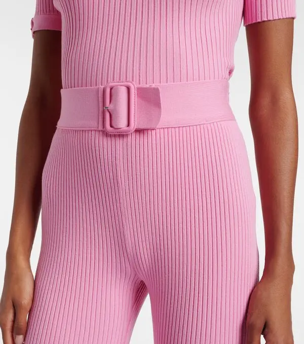 COURREGES Belted Ribbed-knit Capri Pants