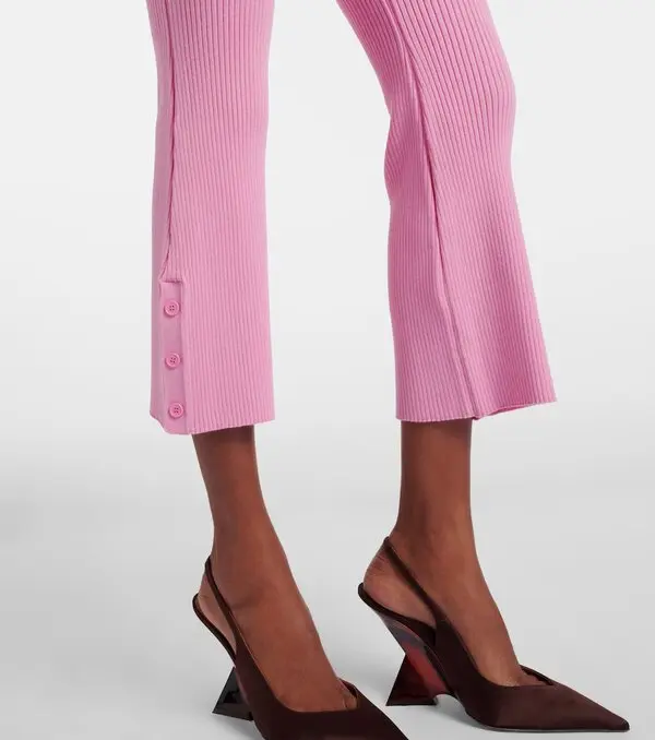 COURREGES Belted Ribbed-knit Capri Pants