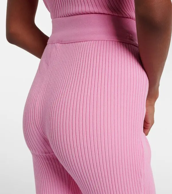 COURREGES Belted Ribbed-knit Capri Pants